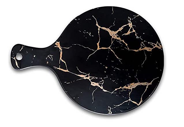 Round Ceramic Serving Platter Tray with Gold Marble Pattern – SOCIAL ...